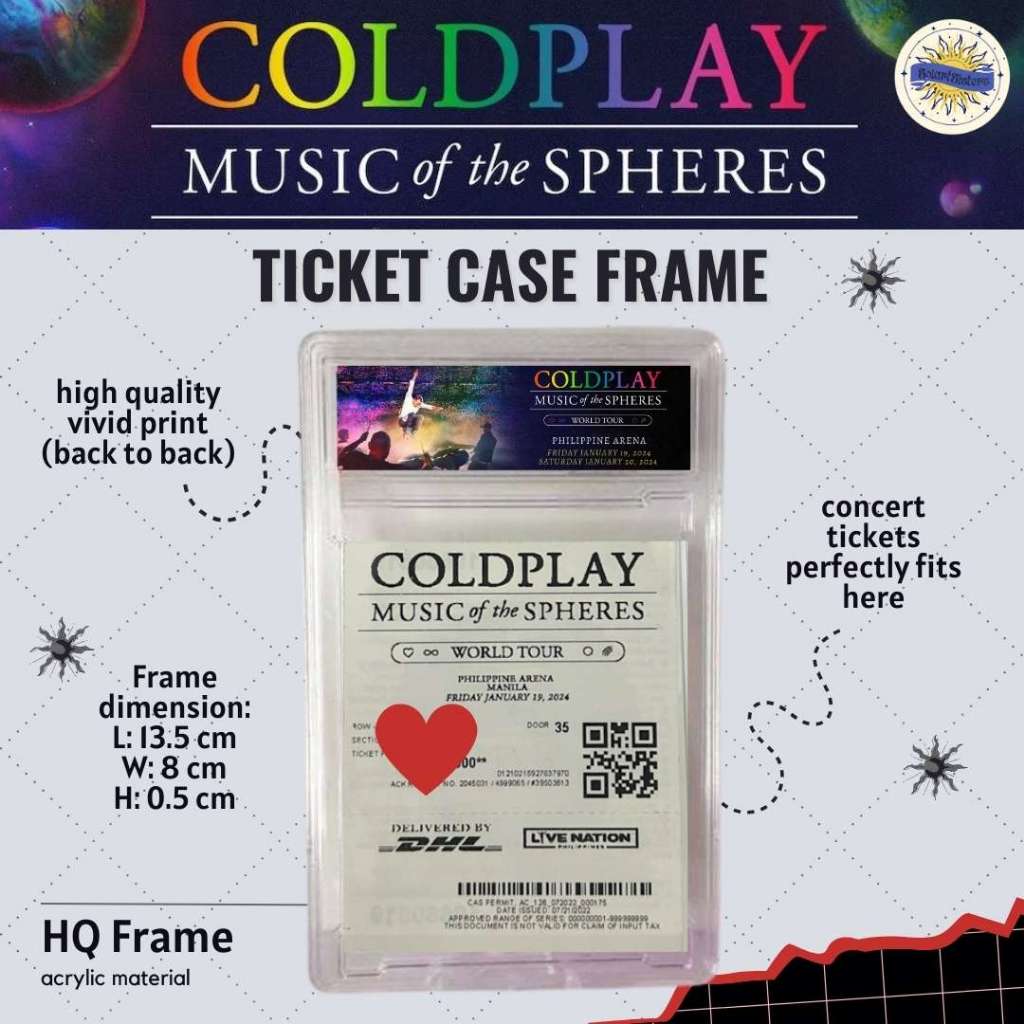 COLDPLAY Music of the Spheres Concert Ticket Case Frame Keeper ...