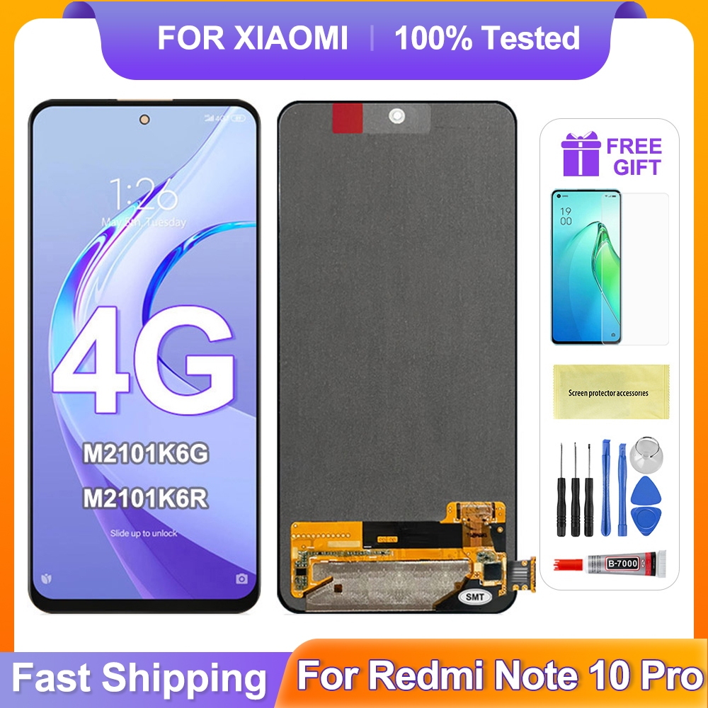 TFT LCD For Xiaomi Redmi Note 10 Pro LCD Touch Screen Display Replacement M2101K6G, M2101K6R ...