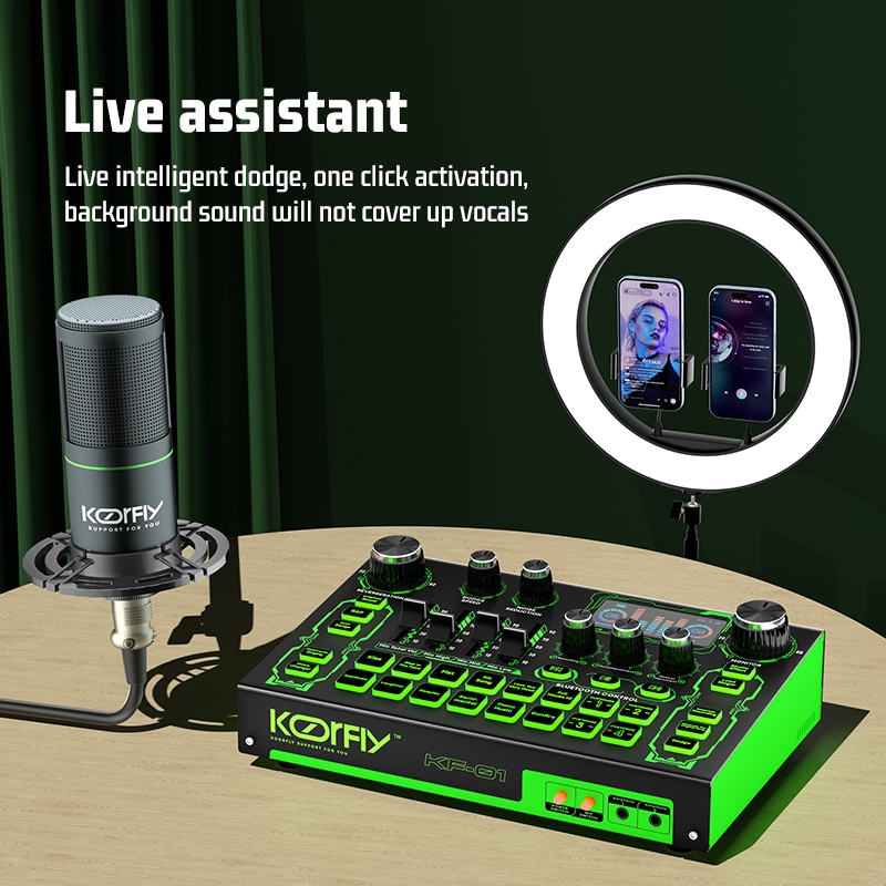 2025 New Model Koorfly KF01 Sound Card DJ Mixer 48V Microphone Set ...