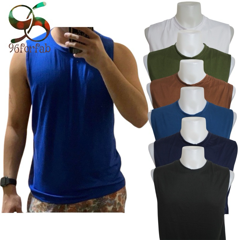 Basic Plain Muscle Tee Sando For Men Fits M Up to XL Daily Men Korean ...