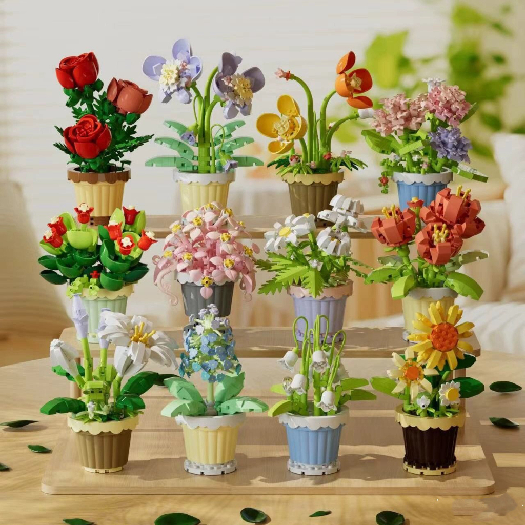 Eternal Flower Building Blocks Bouquet Assembling Potted Plants ...