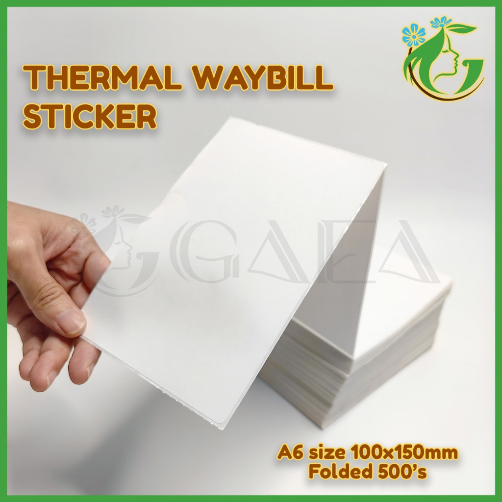 500pcs | THERMAL WAYBILL STICKER | A6 (100x150mm) | Folded | gaea ...