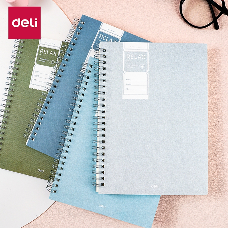 Deli A5 Spring Spiral Notebook Student Binder Line Notebook 60 Sheets ...