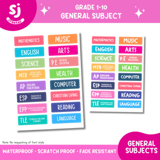 Subject Sticker for Grade 1-10 | Stickers for Notebook | Subject ...