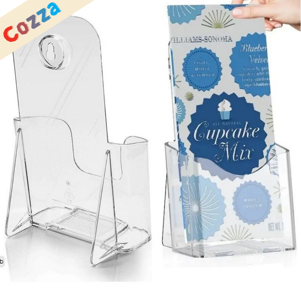 Acrylic Brochure Holder A6 Transparent Standee Display Wall Mount Flyer ...