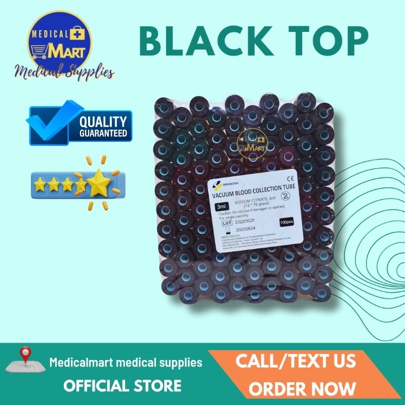 Evacuated Blood Collection Tubes (Black Top) 3ML | Shopee Philippines