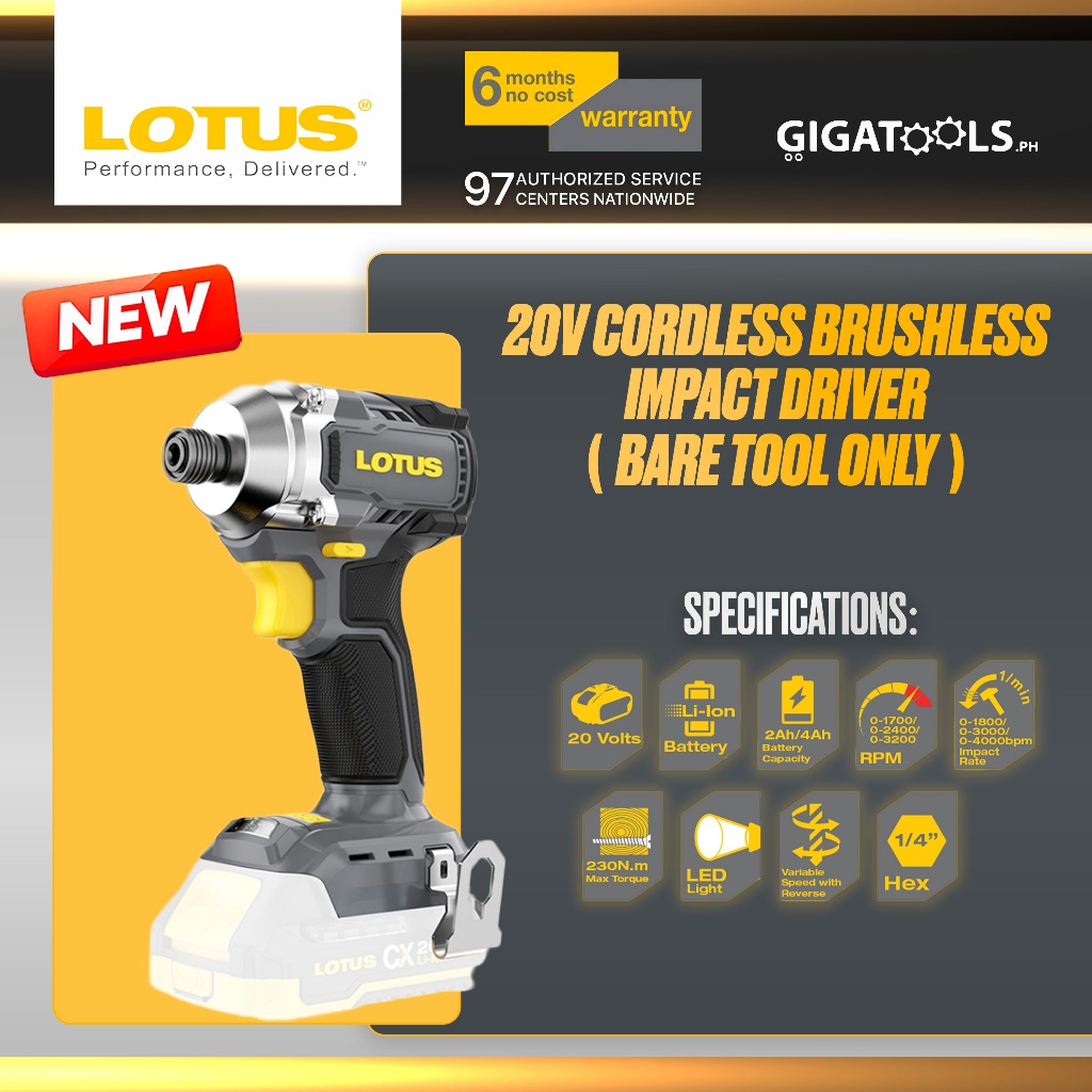 Lotus CXDR20V-310BL Brushless Cordless Impact Driver 20V Max ( Bare ...