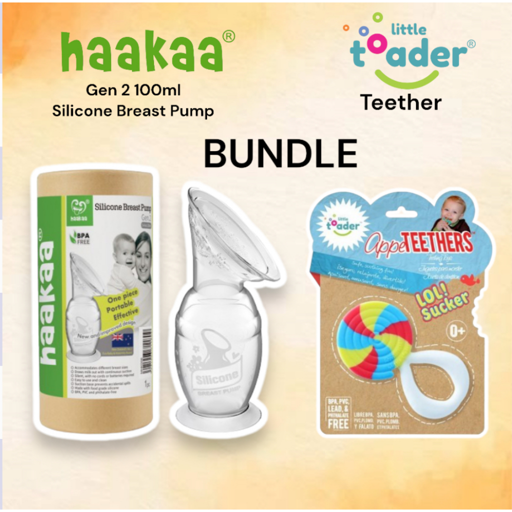 Haakaa Gen 2 Silicone Breast Pump 100mL (Pump Only) + Little Toader Teether Bundle | Shopee ...