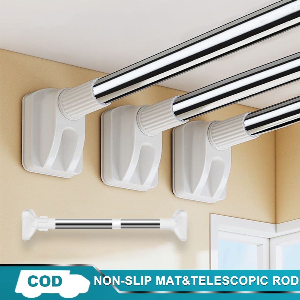 Clothes Rod Adjustable Curtain Rod Clothes Rail Towel Hanging Bar ...