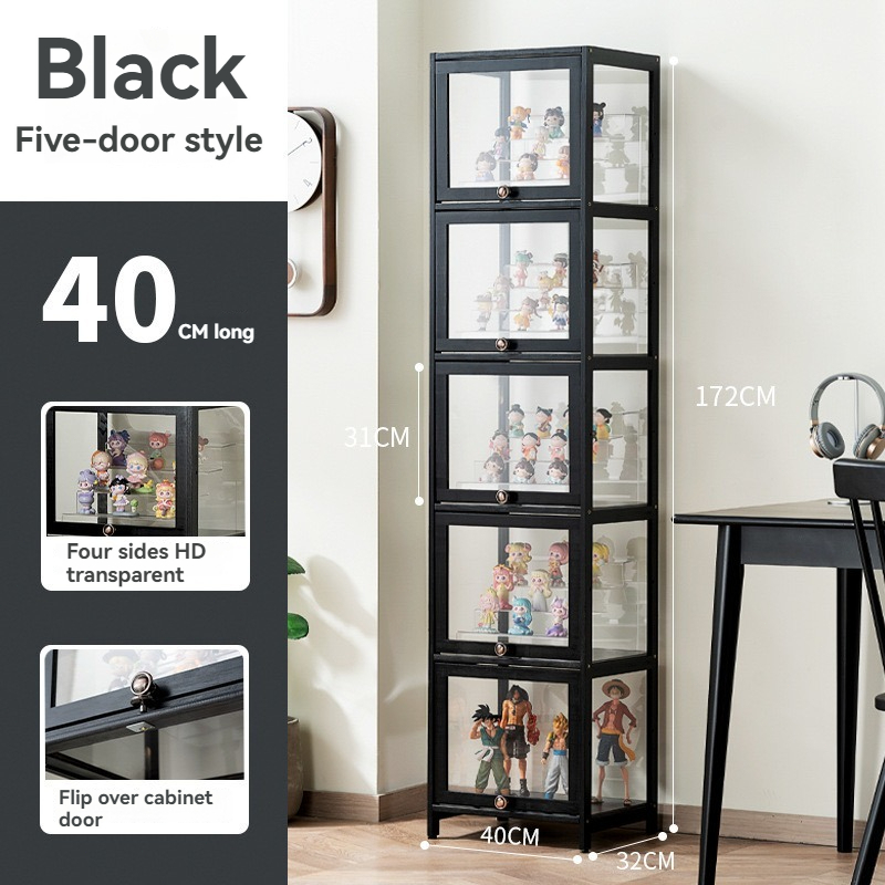 4/5 Layers Storage Display Cabinet Acrylic Bamboo Three Sided ...