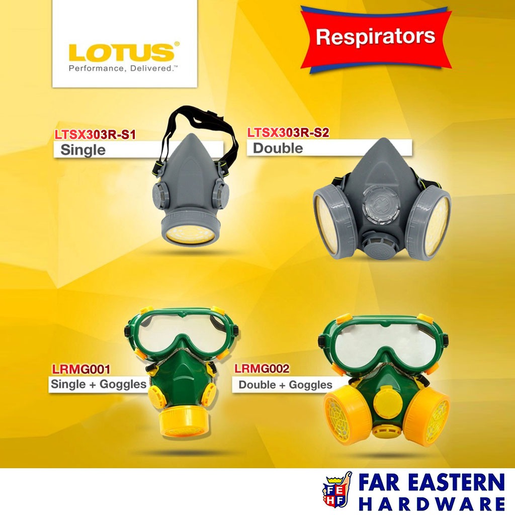 LOTUS Respirator / Goggles Safety Facemask Eye Protection LTHT | Shopee ...