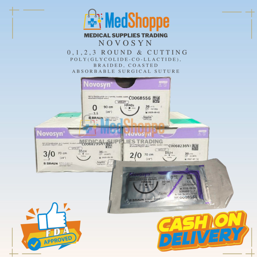 B.BRAUN NOVOSYN SUTURE 1,2,3,4 round & cutting | Shopee Philippines
