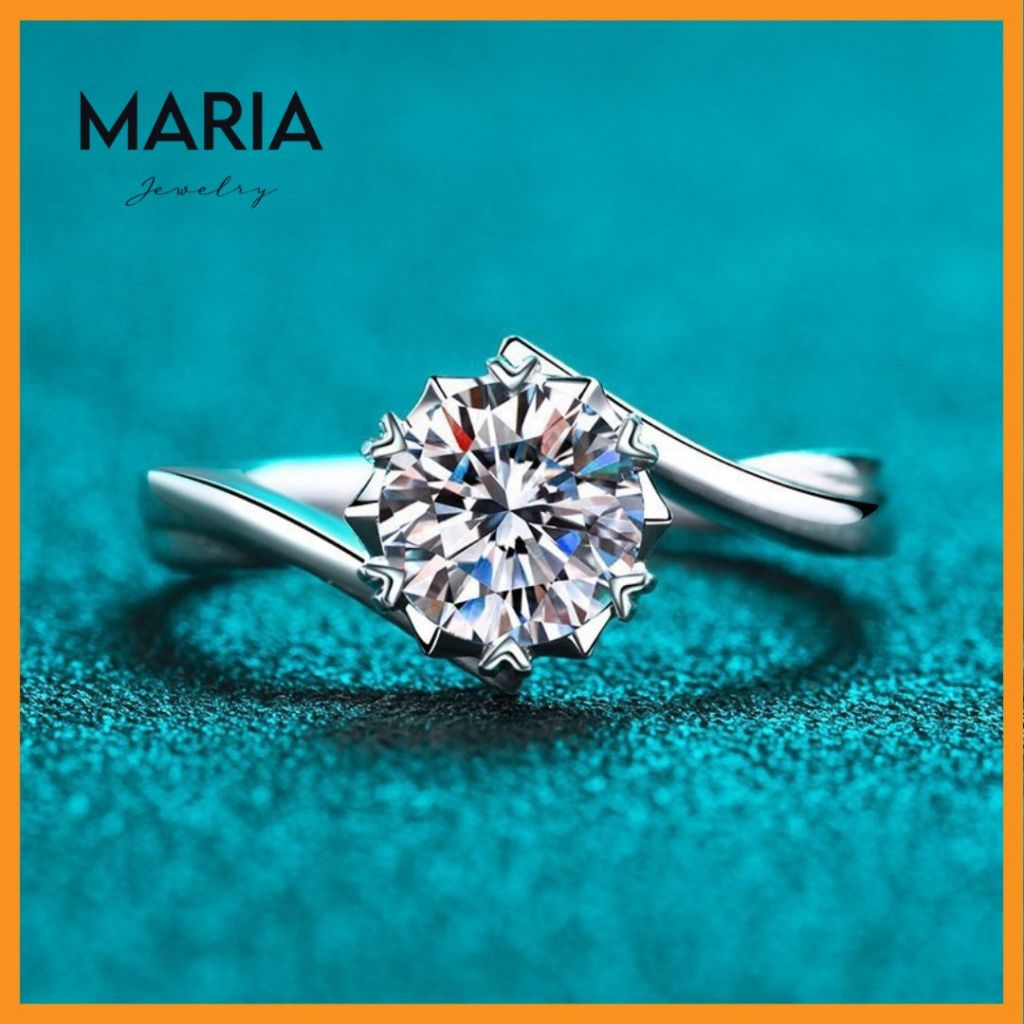 Silver Plated Promise Wedding Rings Simple elegant with stone ...