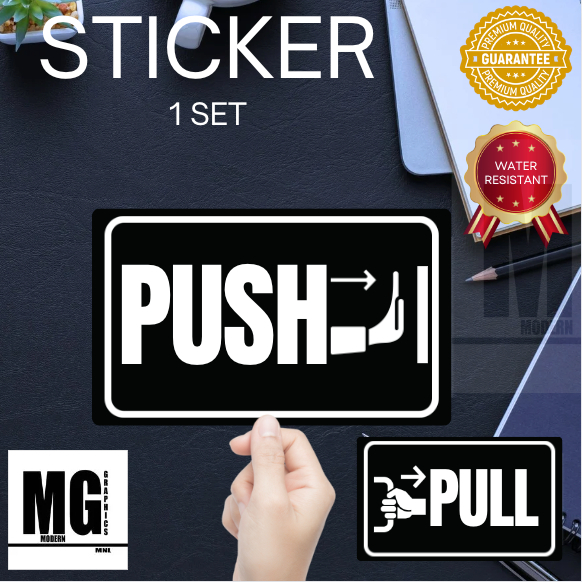 Modern Graphics Push Pull Door Sticker Sign l Door Sign l Waterproof (1 ...
