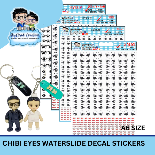 chibi eye decals clear / transparent / soak in water sticker for chibi ...