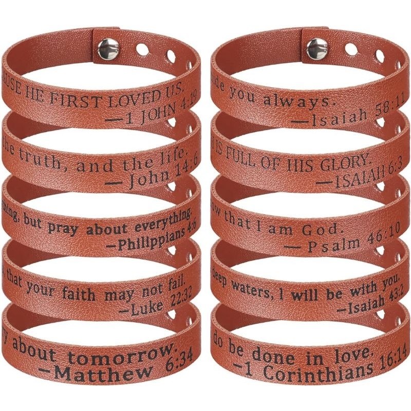 Bible Verse Bracelets Christian Leather Bracelets Inspirational ...