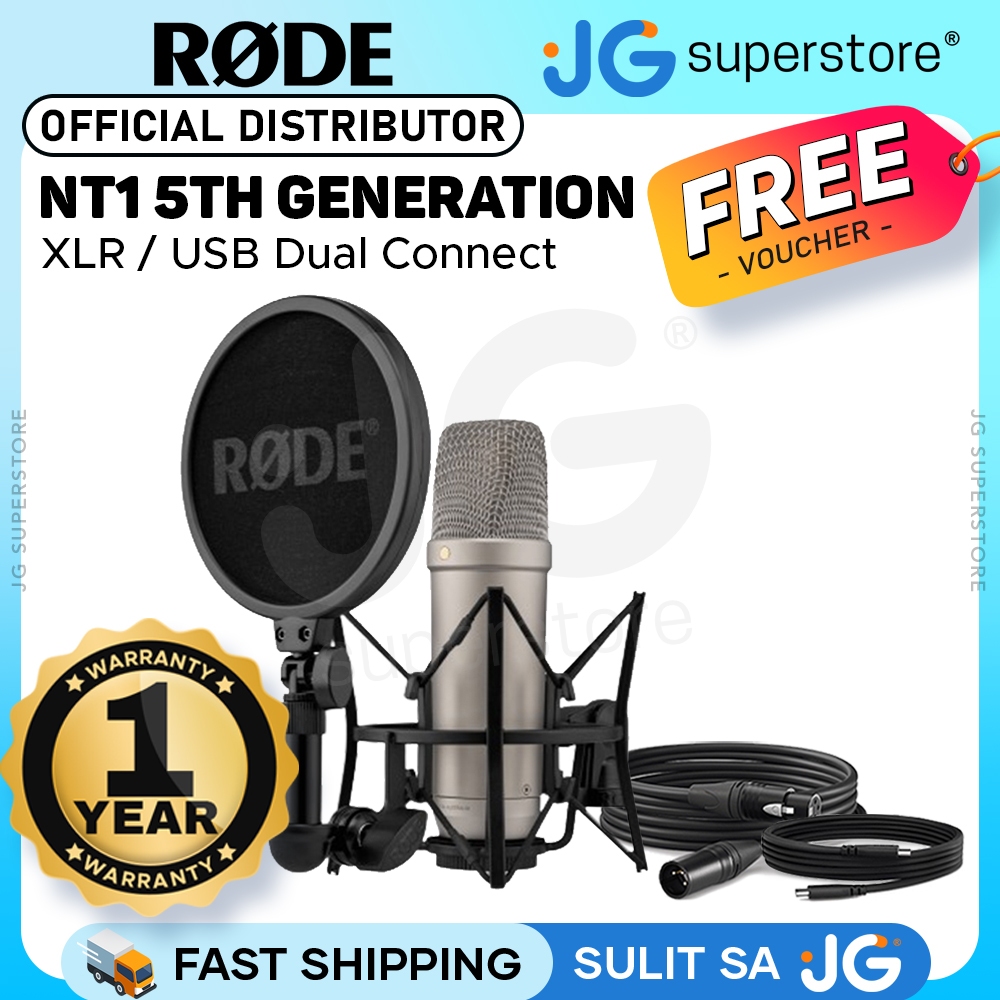 Rode NT1 5th Gen Cardioid Condenser Large Diaphragm Microphone w/ XLR ...