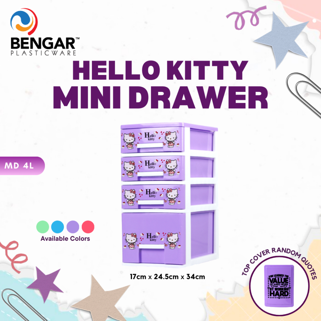 BENGAR PLASTICWARE 4Layer Hello Kitty mini drawer organizer stationary ...
