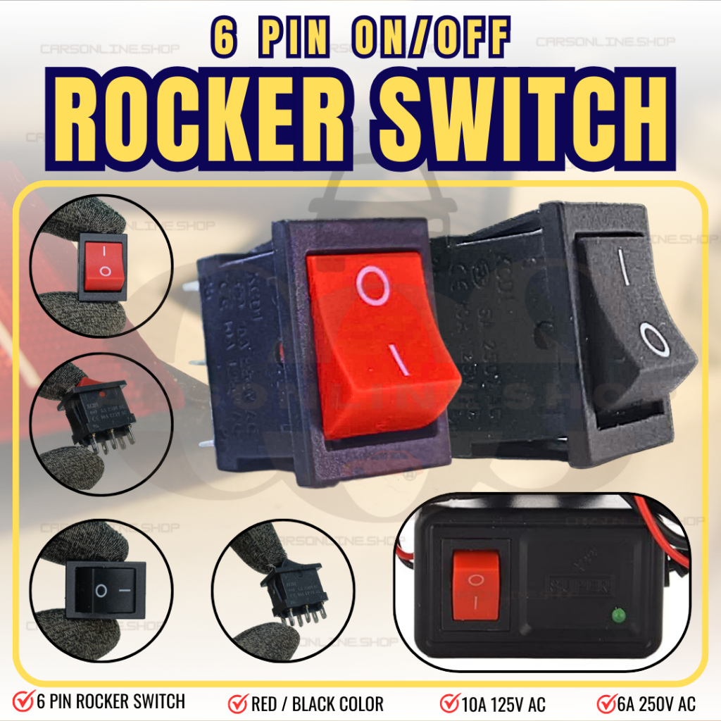 COS Rocker Switch On-Off 6 Pin 6A 250V AC/10A 125V AC (KCD1) | Shopee ...