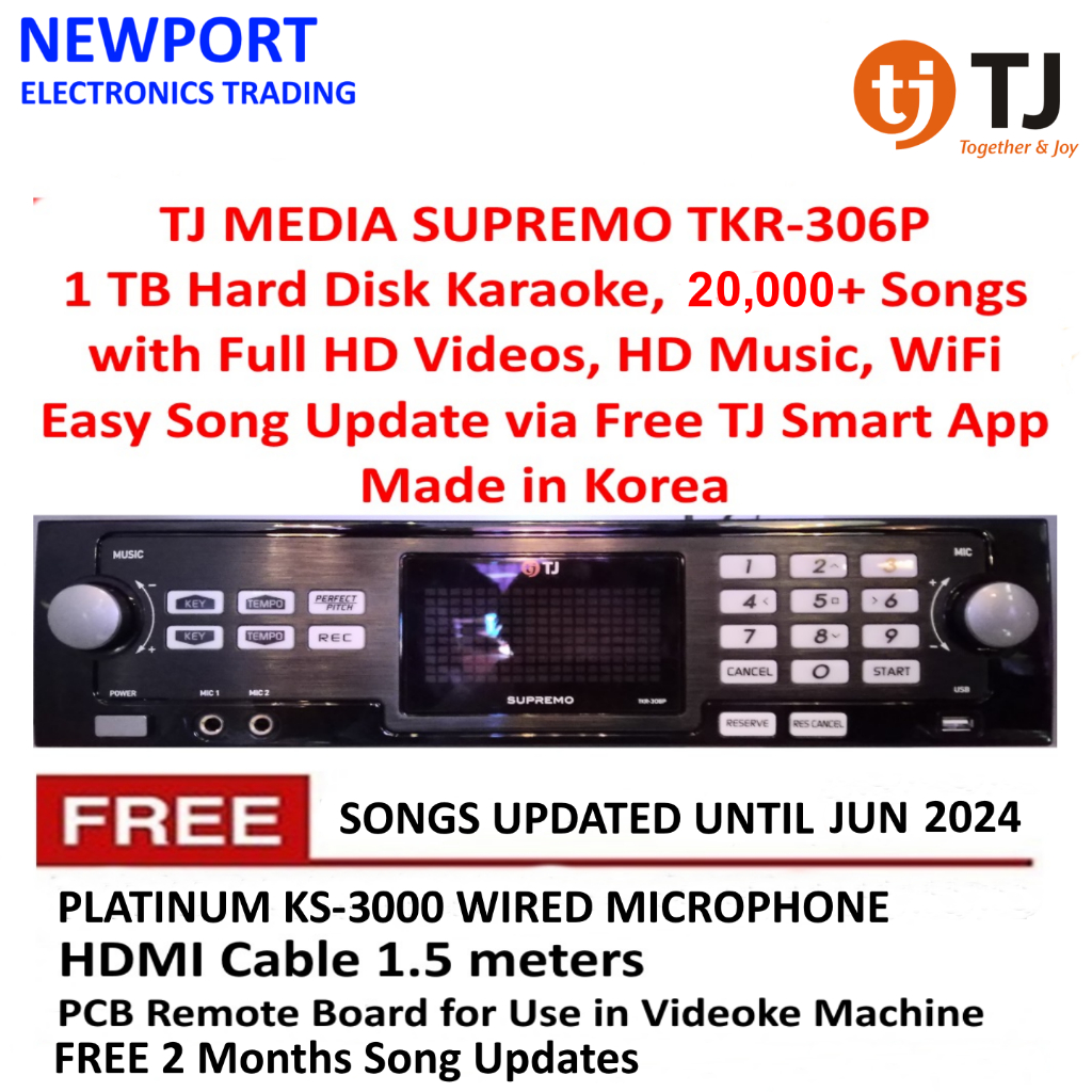 TJ Media Supremo TKR-306P 1 TB Hard Disk Karaoke with 25000 English and ...