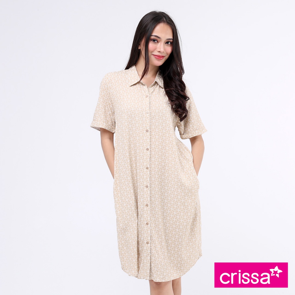 Crissa Woven Printed Short Sleeves Dress CSDT18-0219 | Shopee Philippines