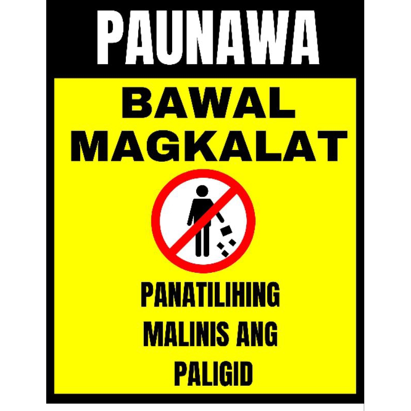 Bawal Magkalat Signage | Laminated Signage 8.5 x 11 in Size | Shopee ...