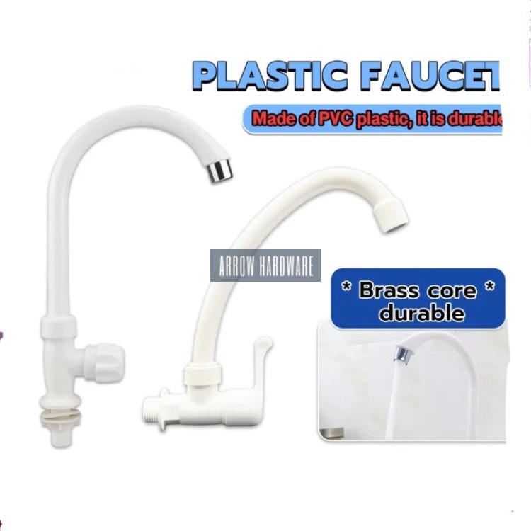 PVC White plastic faucet Kitchen water faucet 1/2inch | Shopee Philippines
