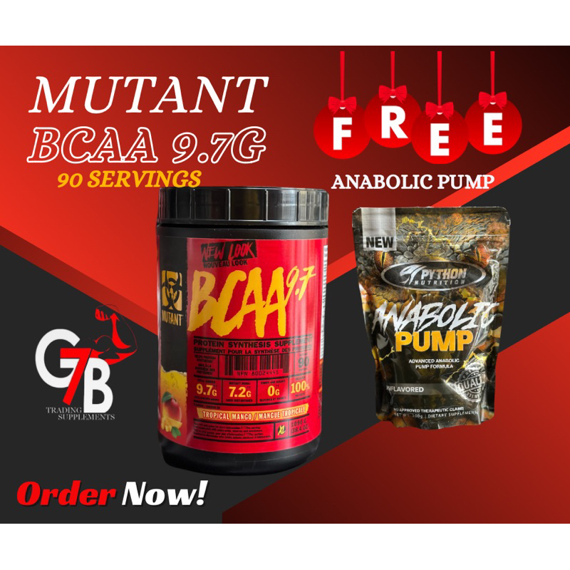Mutant Bcaa 9.7g 90 servings ( FREE Anabolic Pump 30 servings ...