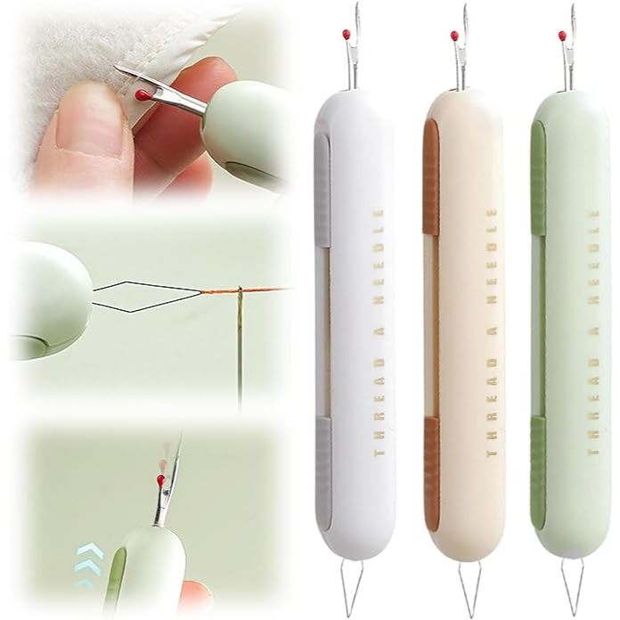 2 in 1 Needle Threader Seam Ripper, Upgraded Threading and Seam Remover ...