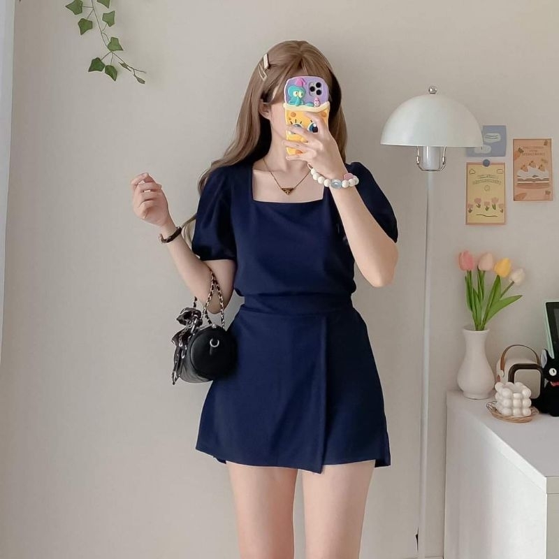 Nicolle Puff Terno Skort | Shopee Philippines