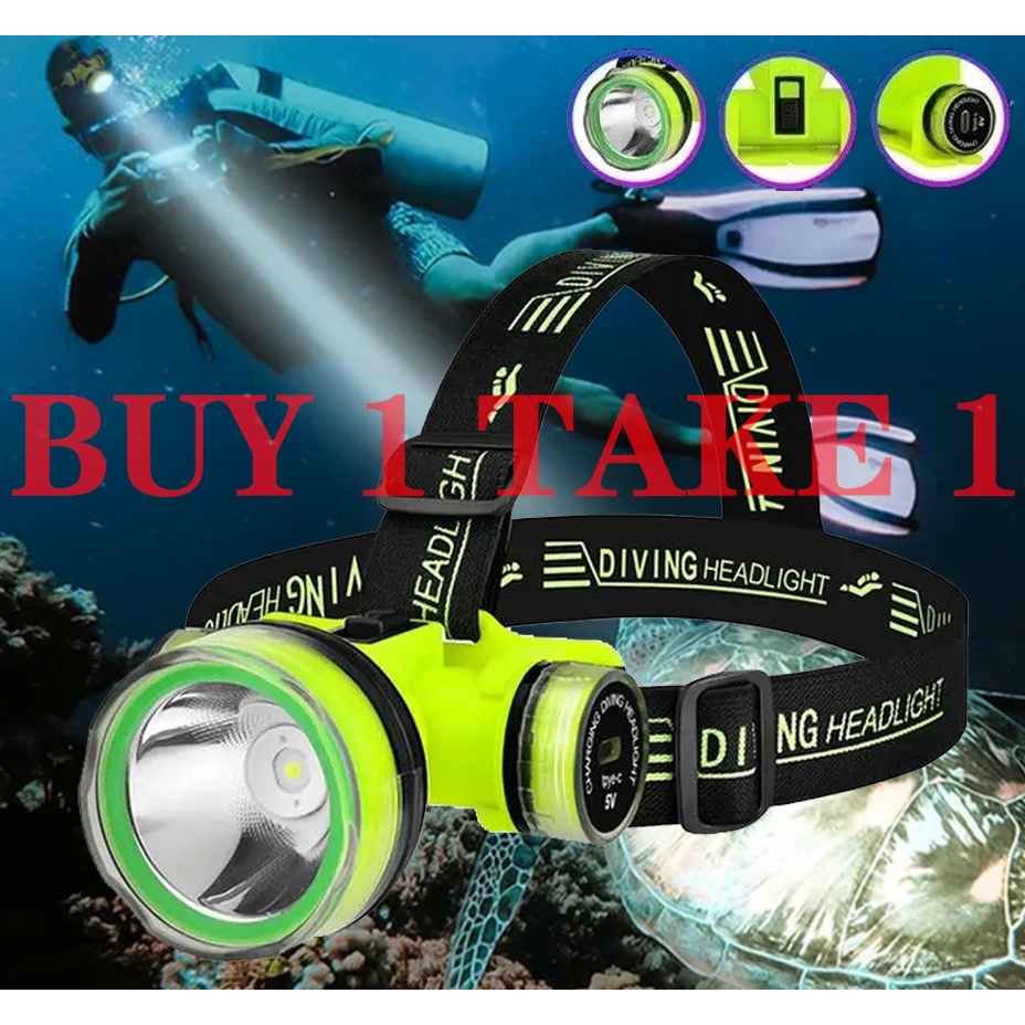 NEW Diving Headlight Rechargeable Professional Flashlight Waterproof ...