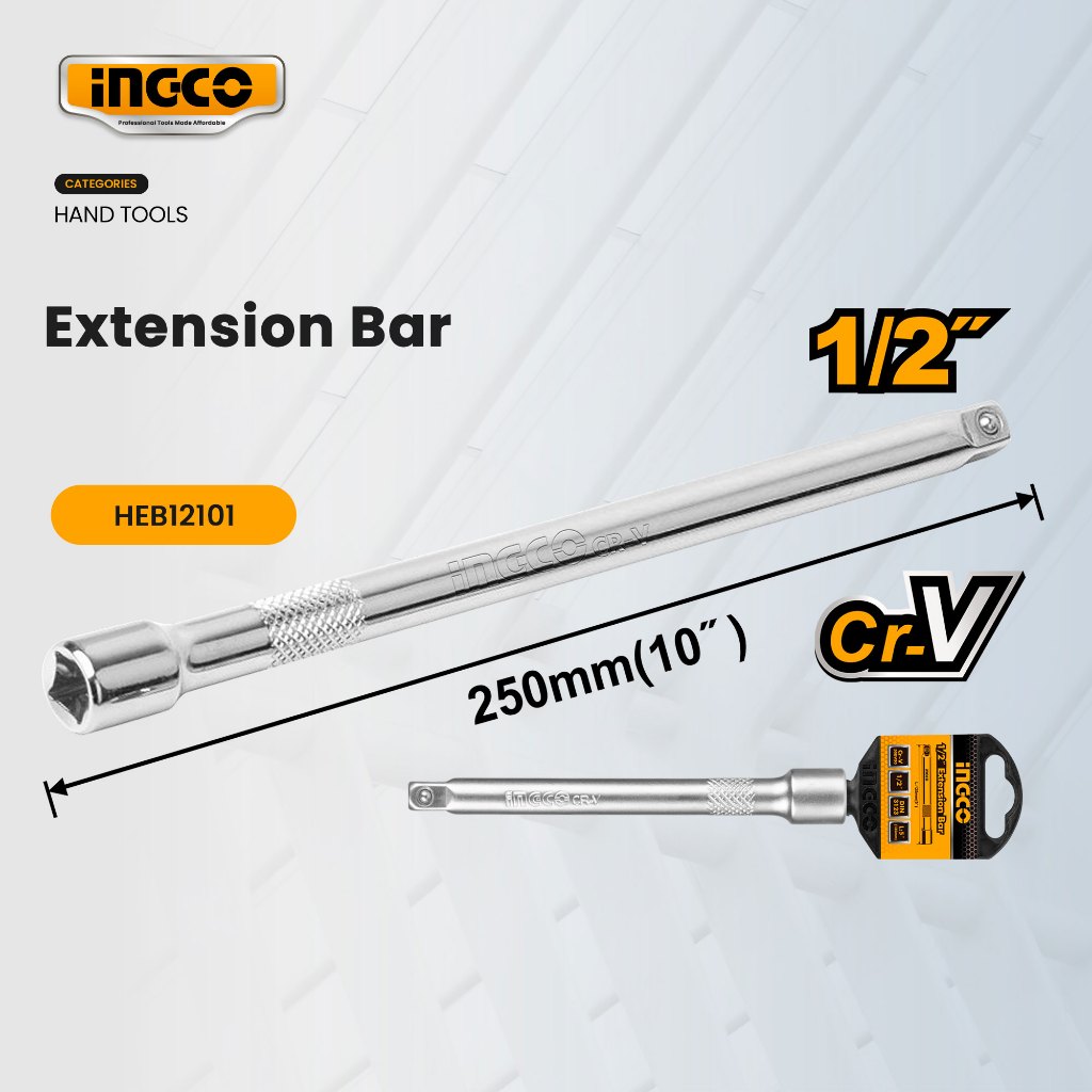 Ingco 1/2-Inch Extension Bar Tool for Socket Wrench 10-Inch HEB12101 ...