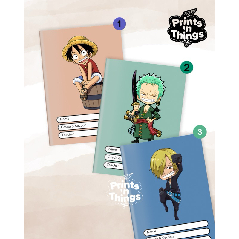 Personalized One Piece Notebook (Kinder, Prep, Nursery, Grade 1, Grade ...