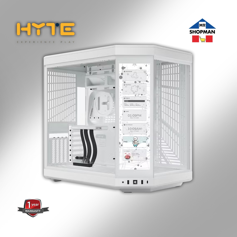 Hyte Y70 Touch / Infinite with 4K LCD Screen Black White Snow Case ...