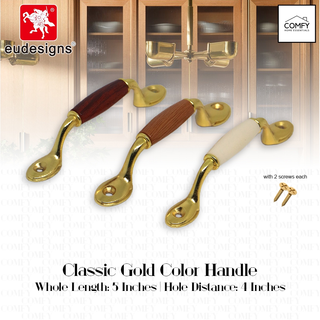 (1PC) Eudesigns Classic Gold Color Cabinet Handle 4 Inch with Screws ...