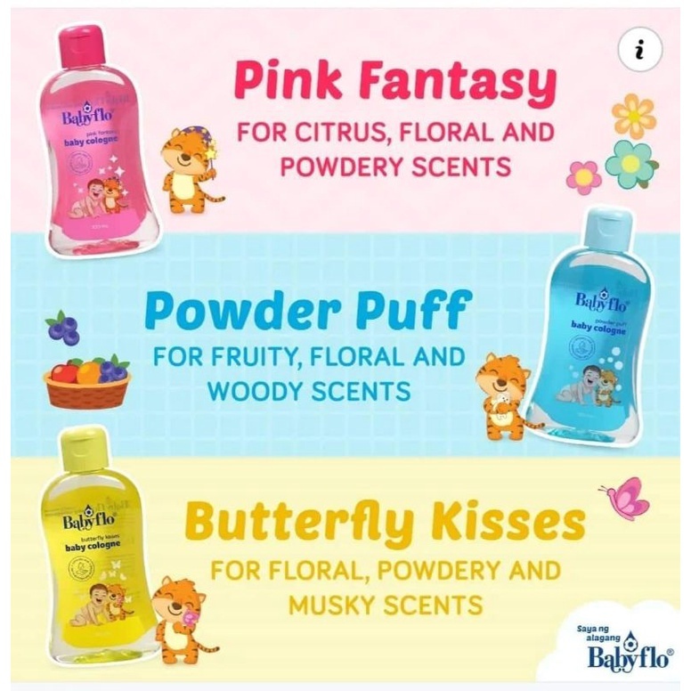 Babyflo Cologne | Powder Puff, Butterfly Kisses & Pink Fantasy 100ml ...