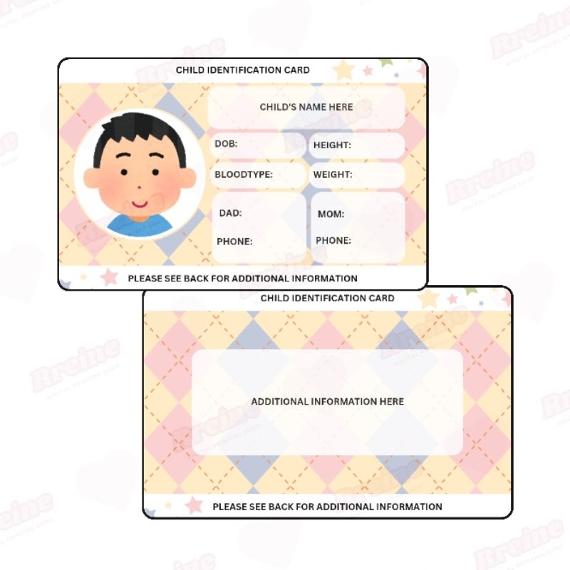 CUSTOMIZED ID CARD | CHILD IDENTIFICATION CARD | Shopee Philippines