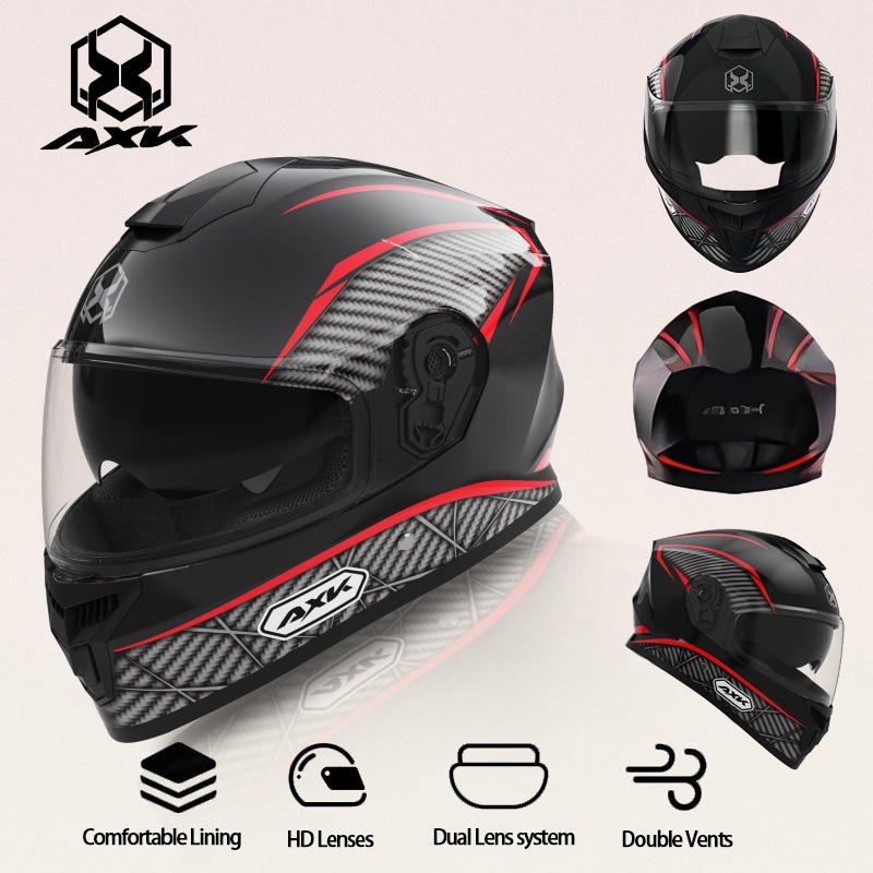 AXK/AKA 902 motorcycle full face helmet HD dual lens motorcycle helmet ...