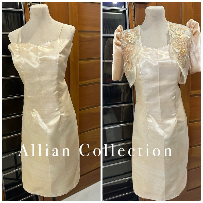 Inner dress for filipiniana bolero top - formal inner dress heavy satin ...