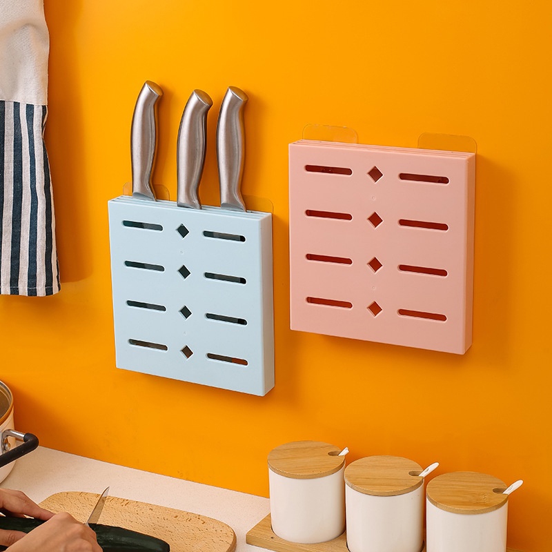 Knife Holder Kitchen Storage Rack Shelf Wall-Mounted Free Punched Knife ...