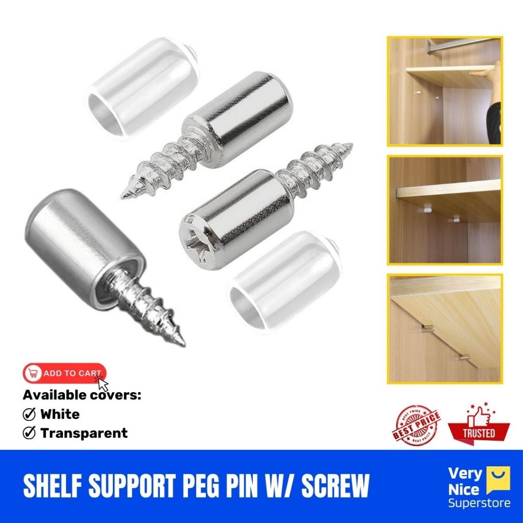 (12PCS) SCREW Shelf Support Peg Pin, Furniture, Cabinet, Closet Shelves ...