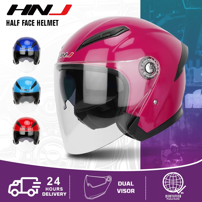 HNJ Motorcycle Helmets Half Face Motor Helmet Dual Visor Lexin YM-829 ...