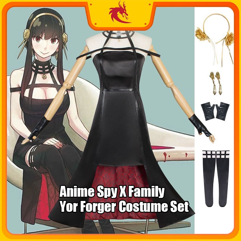 Spy X Family Yor Forger Anime Cosplay Costumes Black Long Dress ...