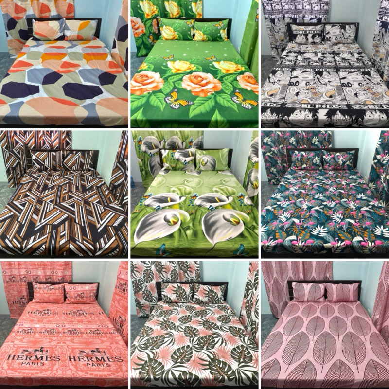 3in1 Canadian Cotton Bed Sheet with Two Pillowcases King Queen Double ...