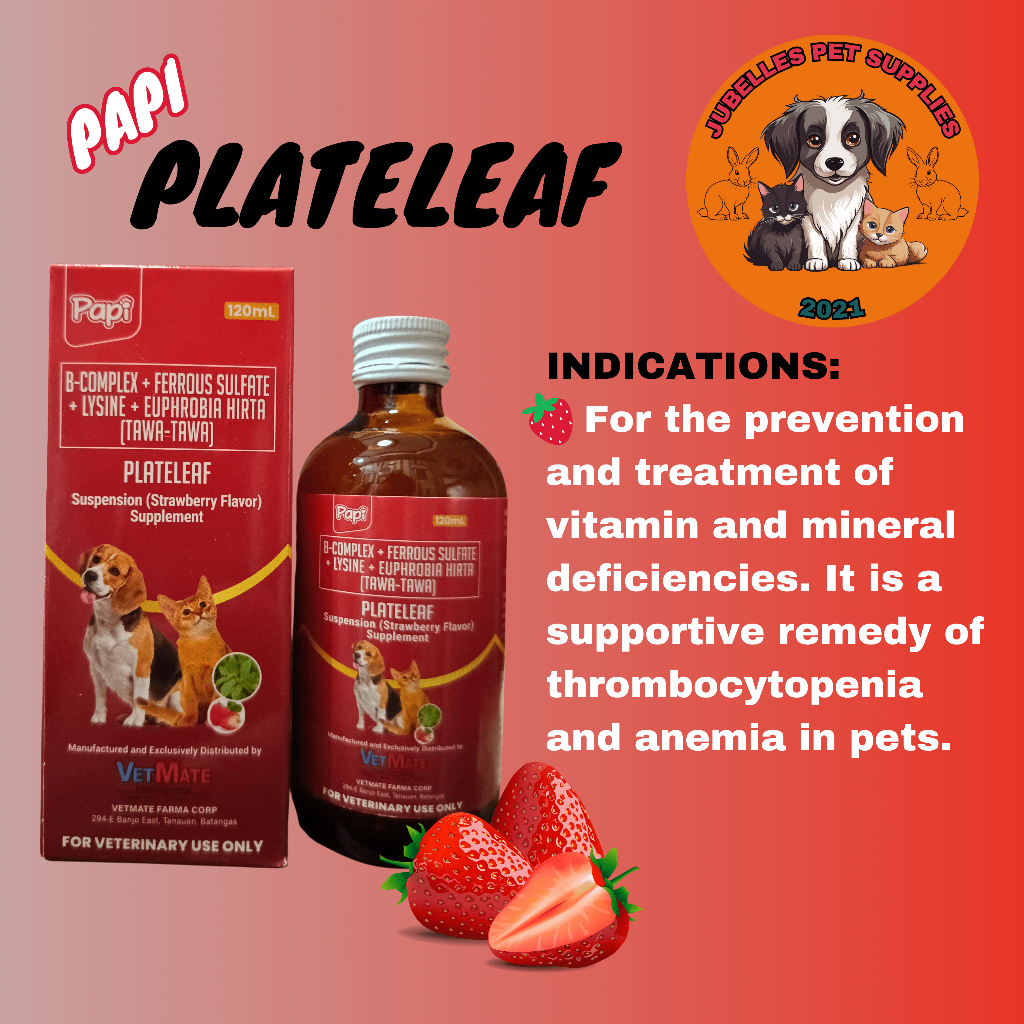 Papi PLATELEAF 120ml Strawberry Flavor For Dogs and Cats | Shopee ...