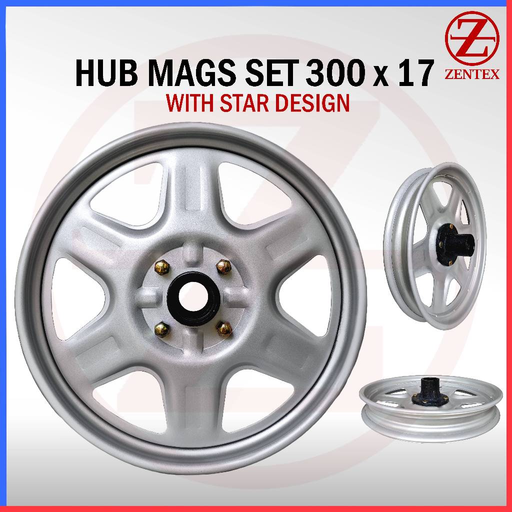 MAGS SET 300 X 17 WITH HUB AND 6205 BEARINGS AND AXLE 220MM(star ...