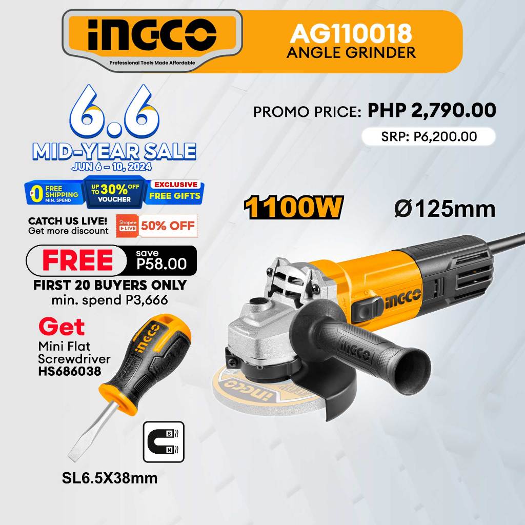Ingco Angle Grinder 1010W | 1100W Electric Cutting Machine Grinding ...