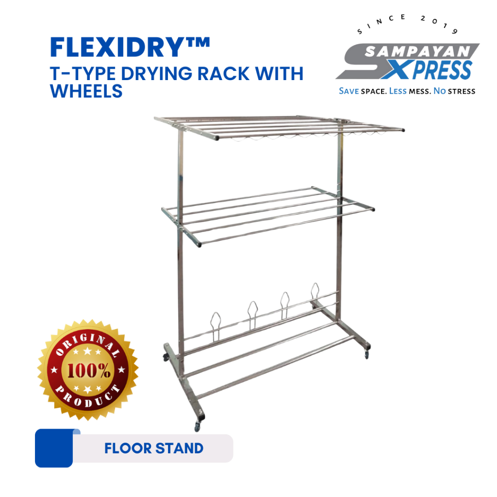 FlexiDry T-Type Stainless Steel Movable Drying Rack with Wheels ...