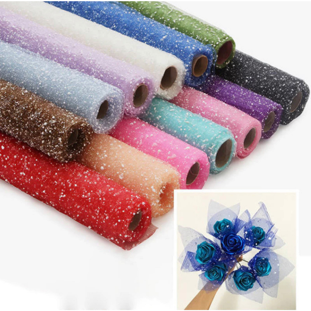 50cm*3.6m Snow dot Mesh Floral bouquet wrapper | Shopee Philippines
