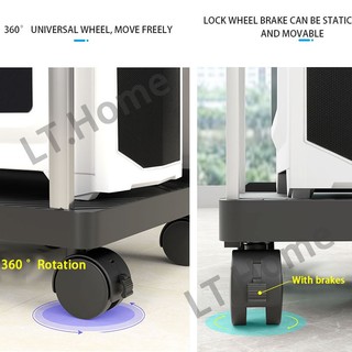 2 Layers Cpu Stand Rack With Rolling 6 Wheels Cpu Holder Under Desk Pc ...